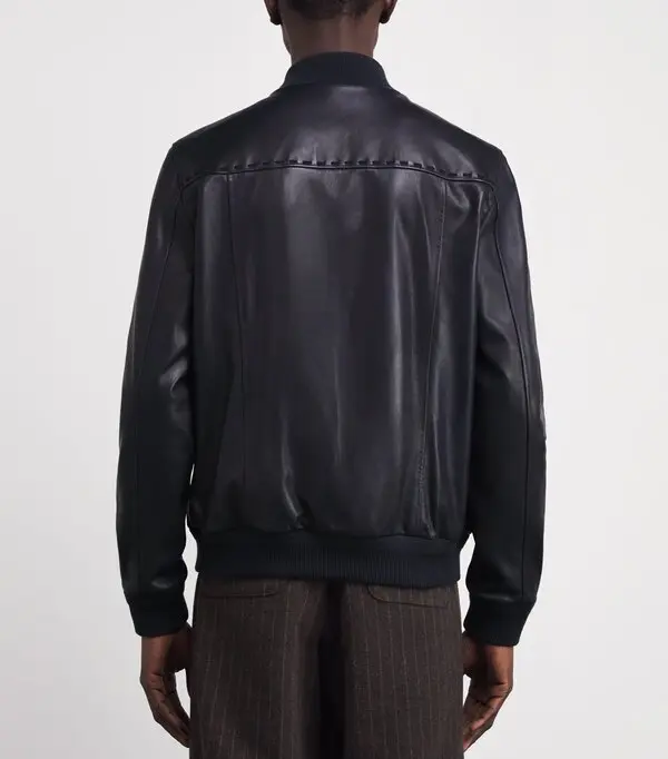 Pal Zileri Leather Bomber Jacket