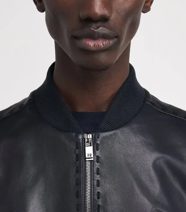 Pal Zileri Leather Bomber Jacket