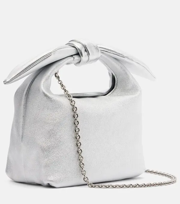 AQUAZZURA Bow Tie Mini Top-handle Bag - Silver