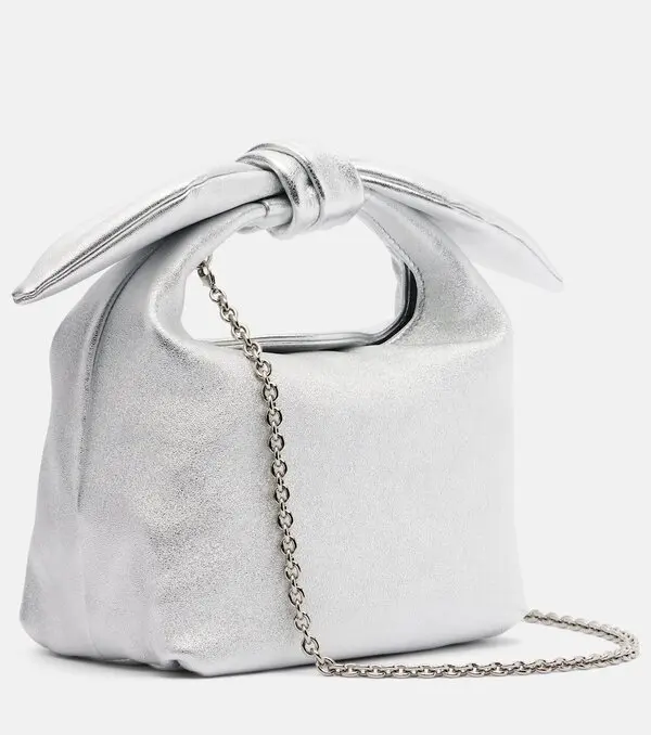 AQUAZZURA Bow Tie Mini Leather Top-handle Bag - Silver