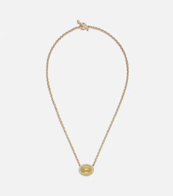 OCTAVIA ELIZABETH Bermuda Grass Beryl And Diamond Chain Necklace - Gold