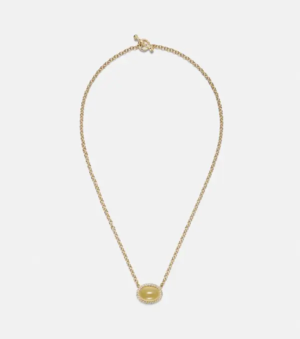 OCTAVIA ELIZABETH 18kt Chain Necklace With Beryl And Diamonds - Gold