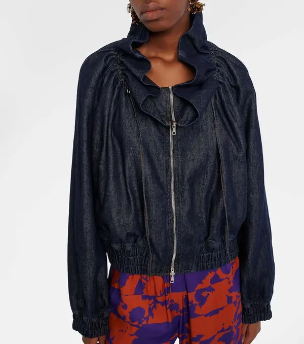 Dries Van Noten Denim Bomber Jacket - Blue