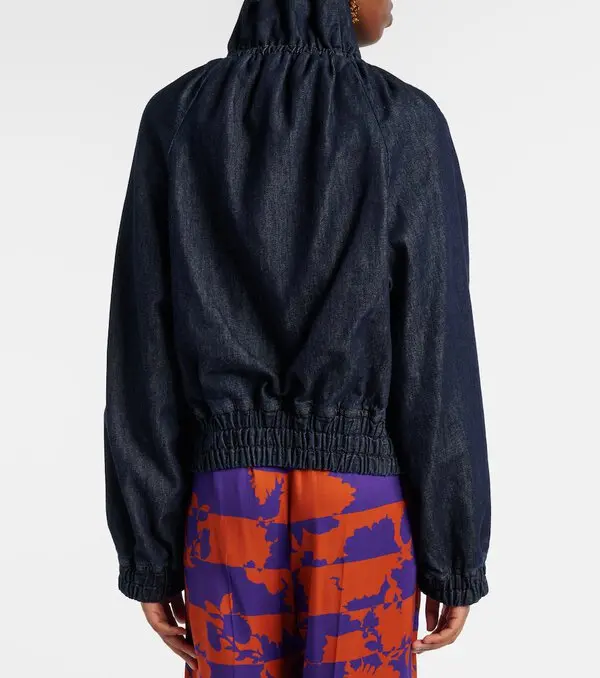 Dries Van Noten Denim Bomber Jacket - Blue