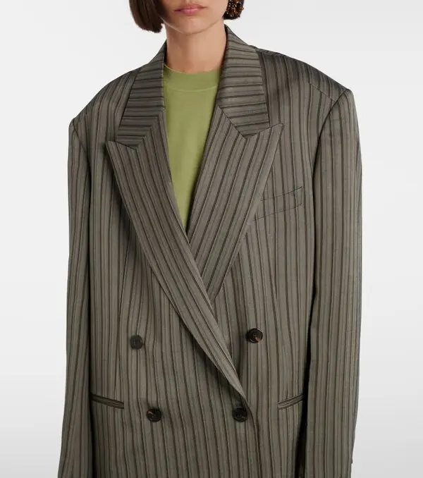 Dries Van Noten Striped Double-breasted Blazer - Grey