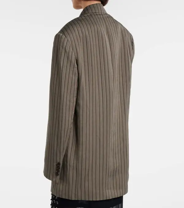Dries Van Noten Striped Double-breasted Blazer - Grey