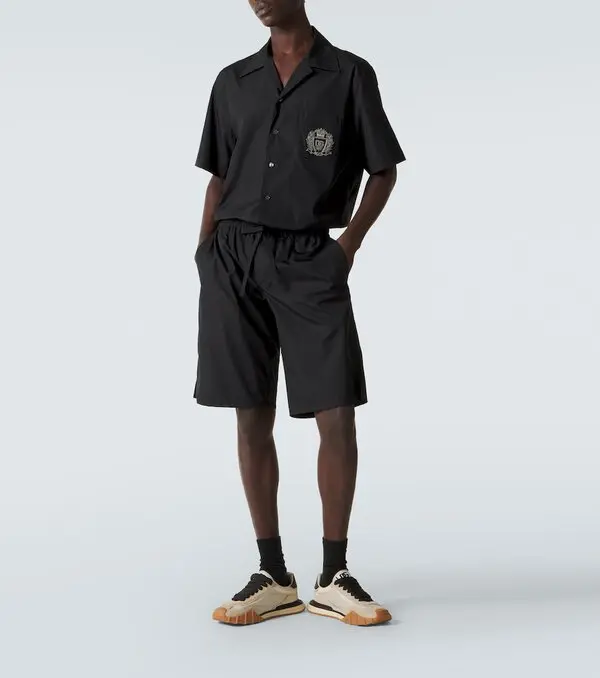 Dolce & Gabbana Logo Cotton Poplin Bowling Shirt