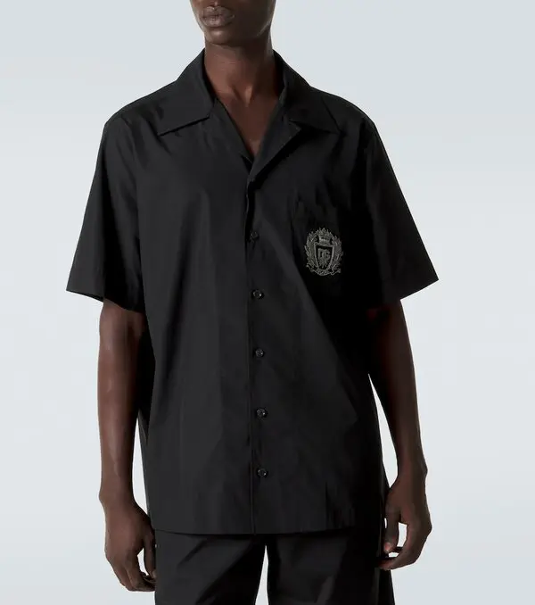 Dolce & Gabbana Logo Cotton Poplin Bowling Shirt