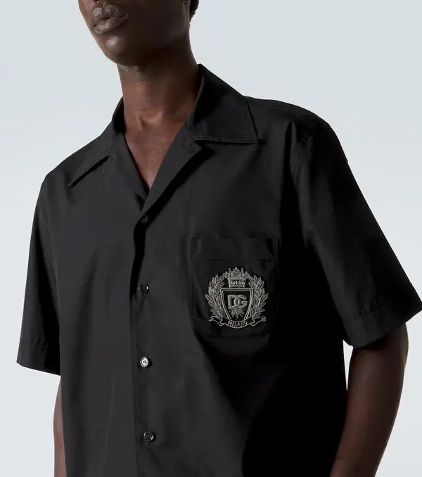 Dolce & Gabbana Logo Cotton Poplin Bowling Shirt
