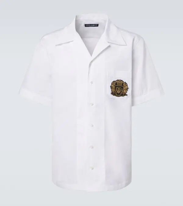 Dolce & Gabbana Logo Cotton Poplin Bowling Shirt