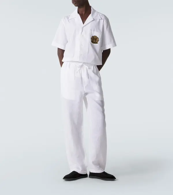 Dolce & Gabbana Logo Cotton Poplin Bowling Shirt