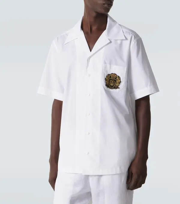 Dolce & Gabbana Logo Cotton Poplin Bowling Shirt