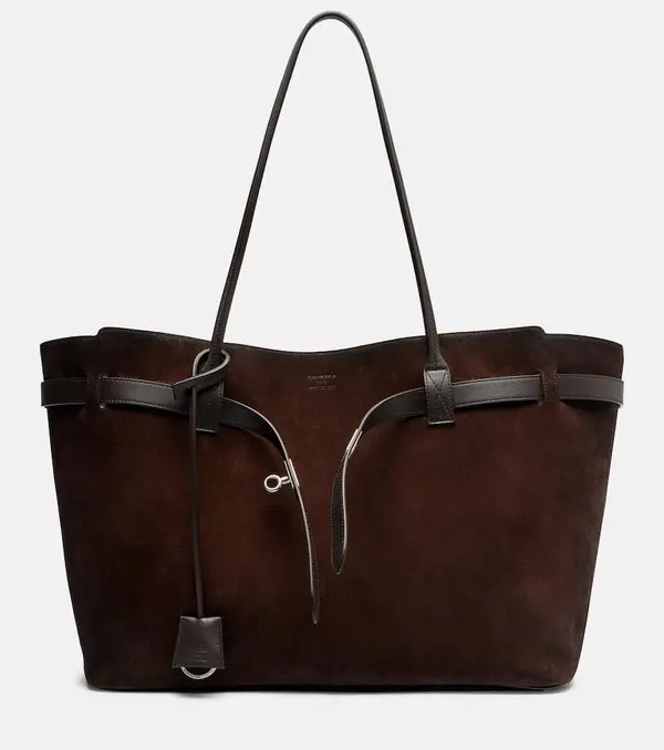 Balenciaga Bel Air Large Suede Tote - Brown