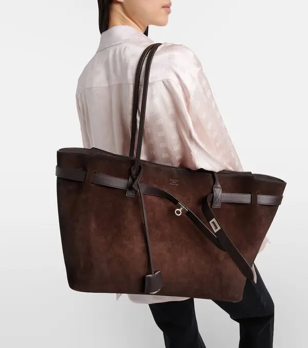 Balenciaga Bel Air Large Suede Tote - Brown