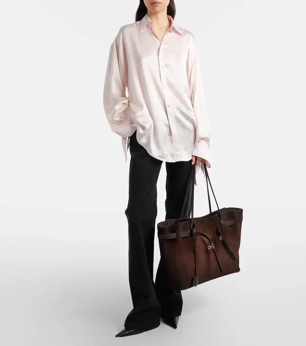 Balenciaga Bel Air Large Suede Tote - Brown