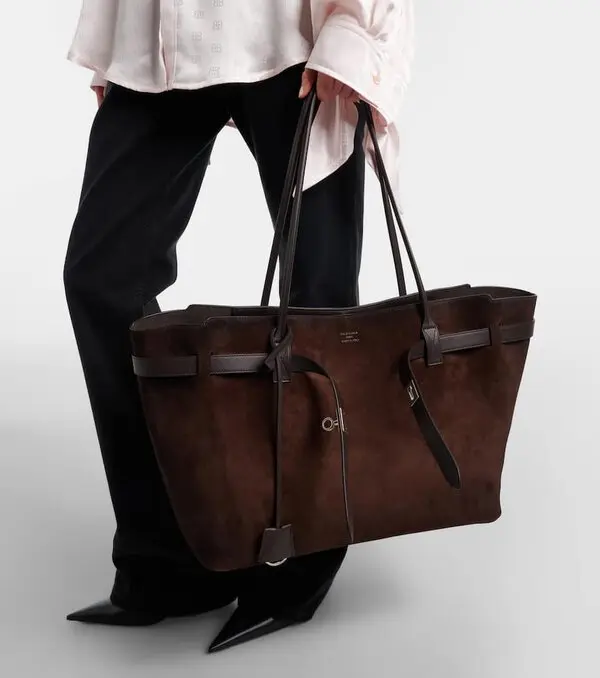 Balenciaga Bel Air Large Suede Tote - Brown