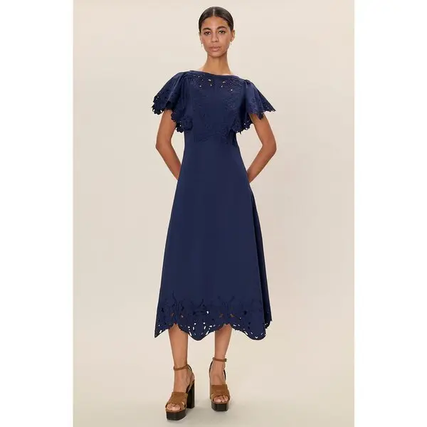 Rebecca Taylor Rachelle Tea-length Dress - Maritime Blue
