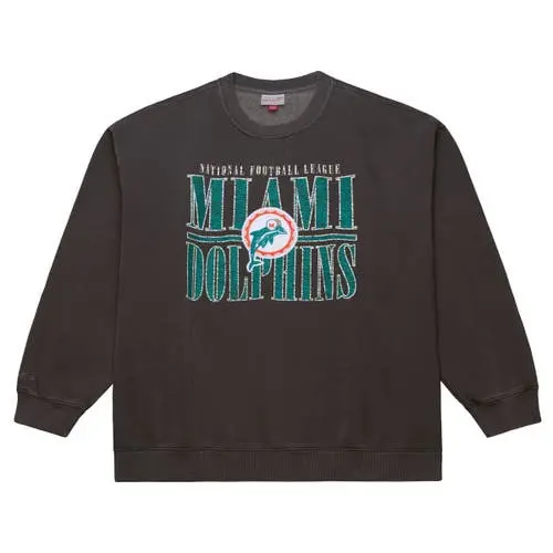 Mitchell & Ness Miami Dolphins Downtown Crew Vintage Logo Sweatshirt