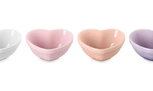 LE CREUSET Set Of 4 Stoneware Mini Heart Bowls