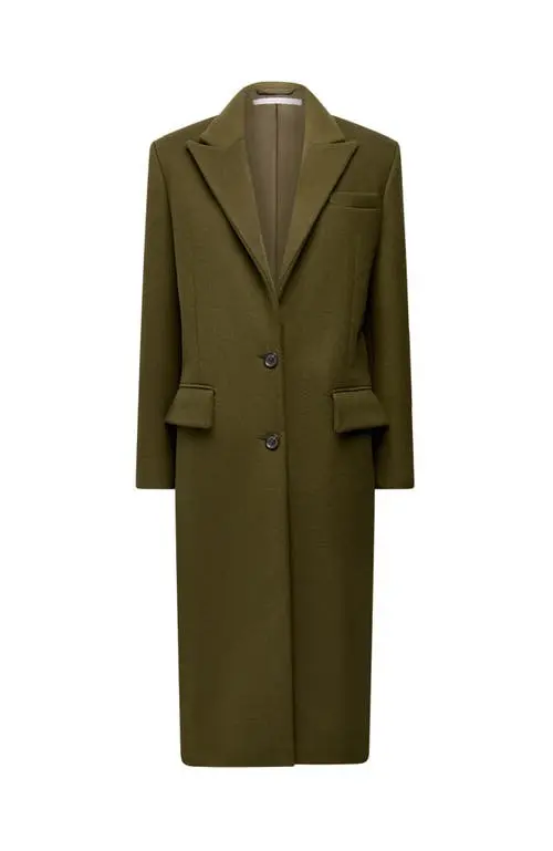 Another Tomorrow Tailored Wool Overcoat - Moss