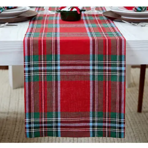SOLINO HOME Linen Table Runner For Dining Table - Red