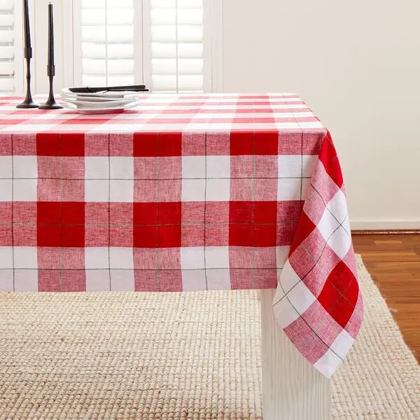SOLINO HOME Linen Tablecloth Plaid - Very Merry