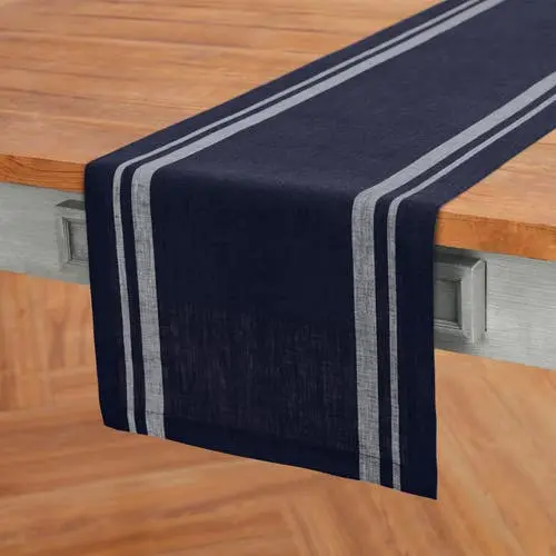 SOLINO HOME Linen Table Runnerfrench Stripe - White And Navy