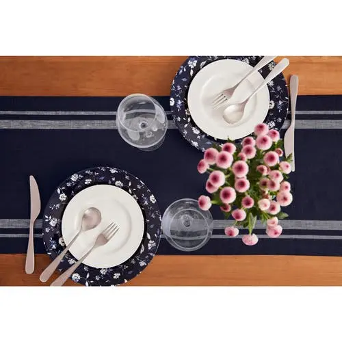 SOLINO HOME Linen Table Runnerfrench Stripe - White And Navy