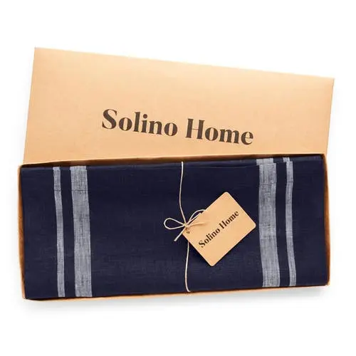 SOLINO HOME Linen Table Runnerfrench Stripe - White And Navy