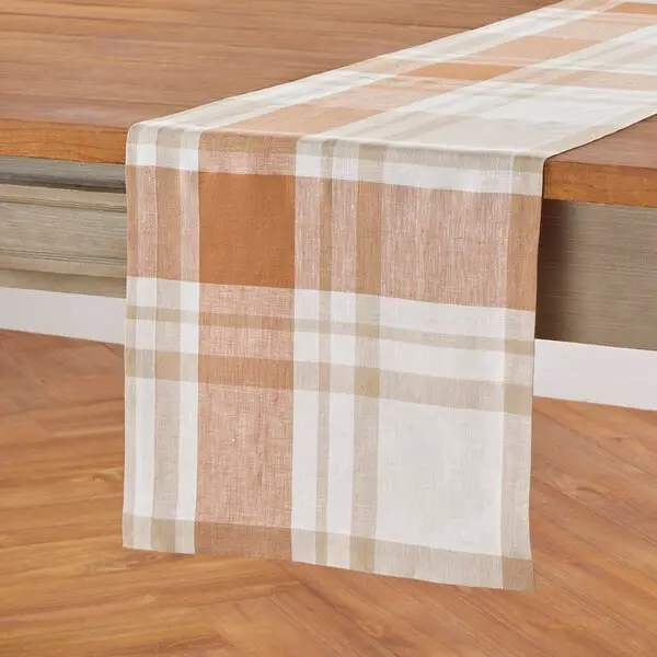SOLINO HOME Linen Table Runner Plaid - Fall Harvest