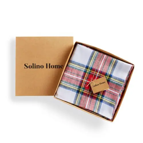 SOLINO HOME Linen Round Tableclothstewart Plaid