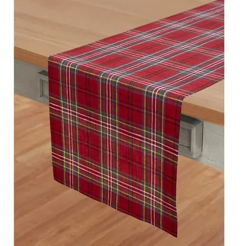 SOLINO HOME Linen Table Runnerclassic Tartan Plaid