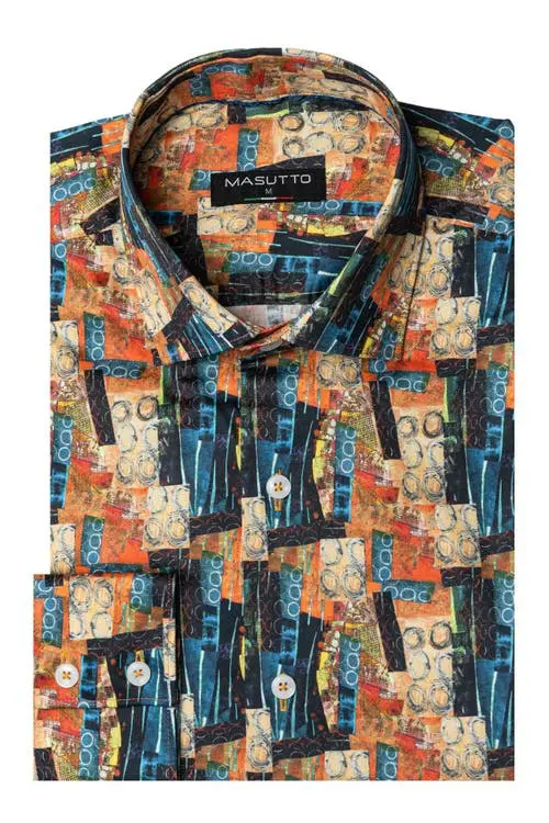 MASUTTO Memphis Print Button-up Long Sleeve Shirt