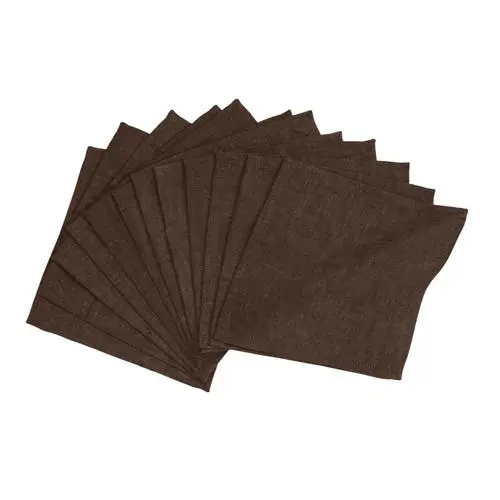 Solino Home Linen Cocktail Napkins Set Of 12, 6 X 6 Inch For Dining Table - Chambray Brown