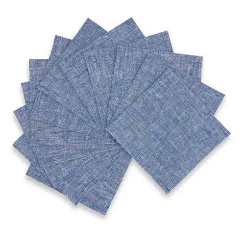 SOLINO HOME Linen Cocktail Napkinsathena - Chambray Indigo