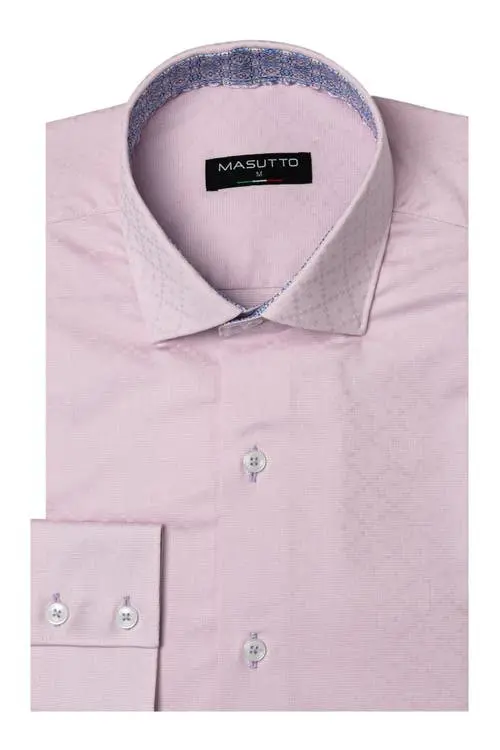 MASUTTO Willis Geometric Button-up Long Sleeve Shirt - Pink