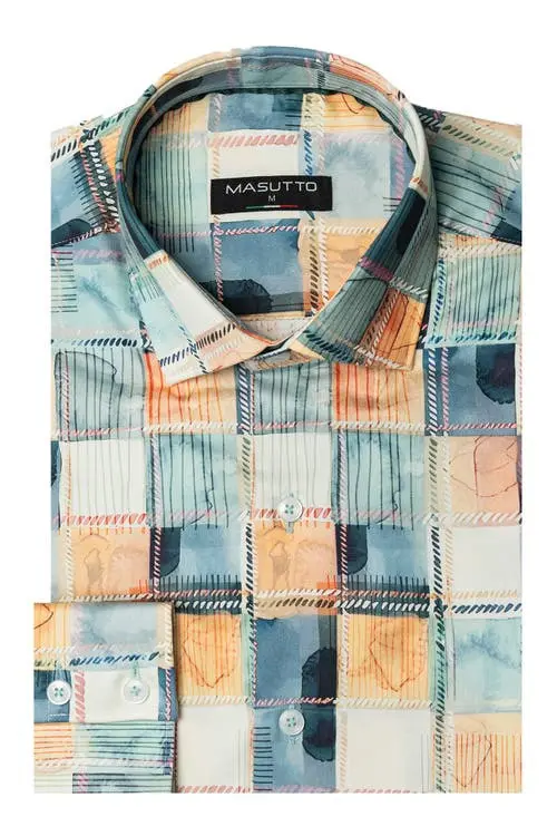 MASUTTO Giannis Print Button-up Long Sleeve Shirt