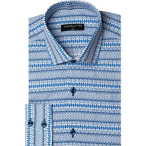 MASUTTO Sean Button Down Long Sleeve Shirt - Blue