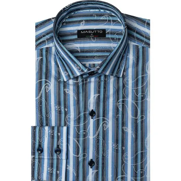 MASUTTO Adriano Jacquard Button-up Shirt - Blue