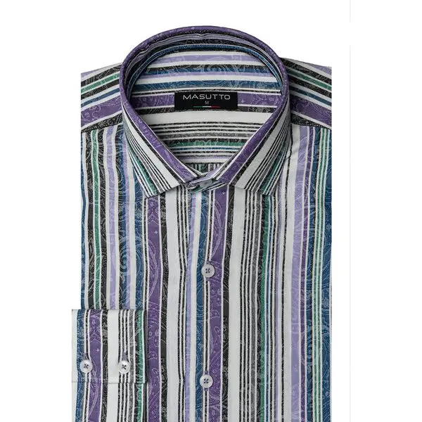 MASUTTO Adriano Jacquard Button-up Shirt - Purple