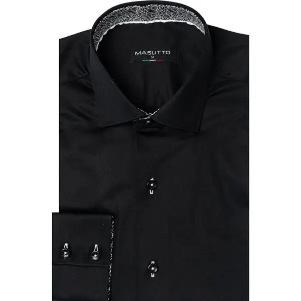 MASUTTO Chris Button Down Long Sleeve Shirt - Black
