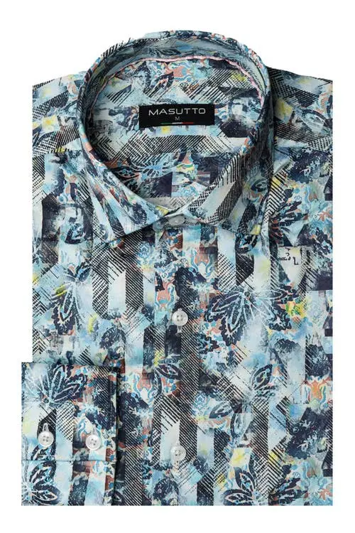 MASUTTO Astoria Print Button-up Long Sleeve Shirt