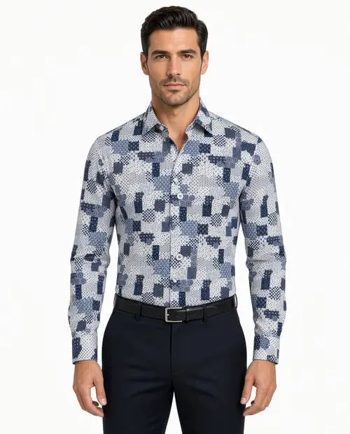 MASUTTO Mirisola Print Button-up Long Sleeve Shirt - White