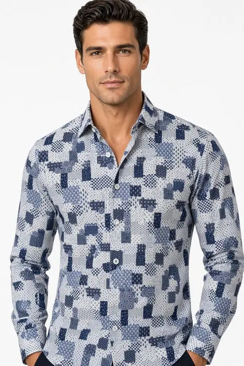 MASUTTO Mirisola Print Button-up Long Sleeve Shirt - White