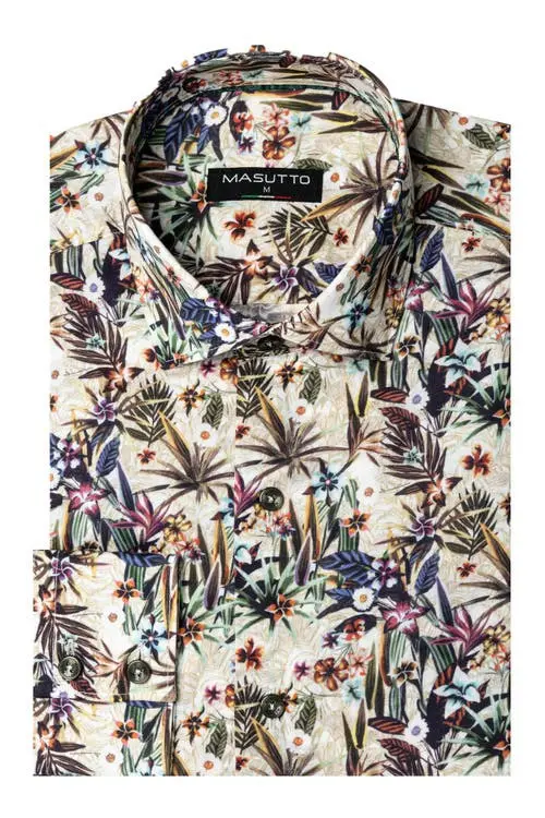 MASUTTO Mila Print Button-up Long Sleeve Shirt