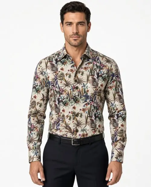MASUTTO Mila Print Button-up Long Sleeve Shirt