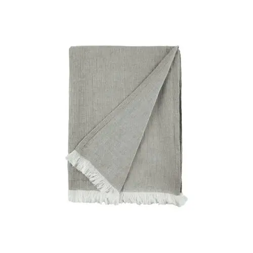 ELISABETH YORK 50" X 70" Declan Ash Large Premium Luxury Woven 100% Cotton Throw Blanket - Grey