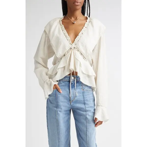Isabel Marant Étoile Damienne Cotton & Linen-blend Peplum Top