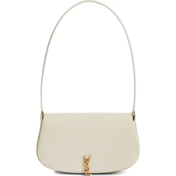 Saint Laurent Mini Cassandre Flap Leather Shoulder Bag - Cream Soft