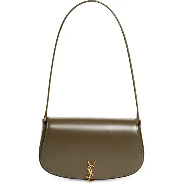 Saint Laurent Mini Cassandre Flap Leather Shoulder Bag - Deep Musk